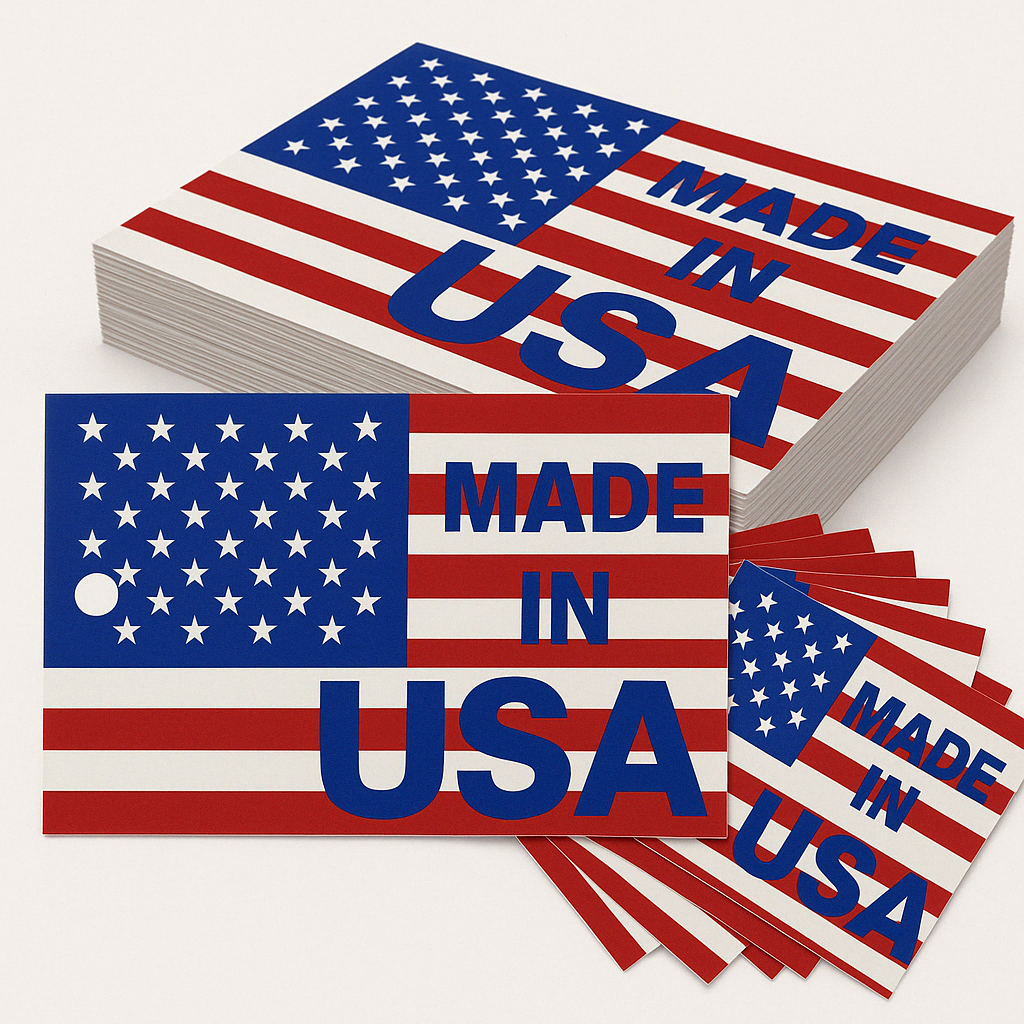 Made in USA Hang Tags – 2.5 x 1-5/8 Inch, Coated 10pt Cardstock, 1/8 ...